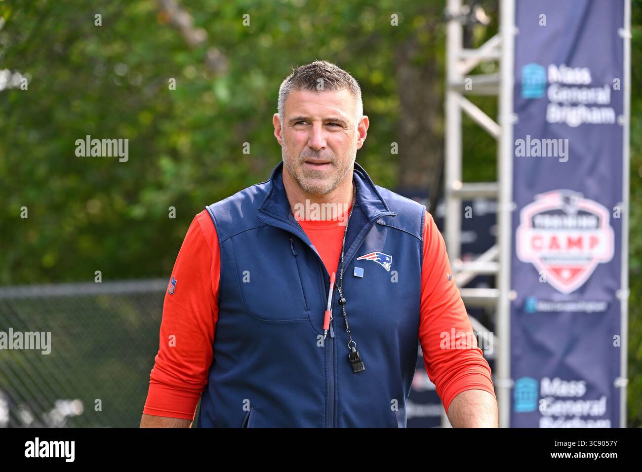 August 4, 2025; Foxborough, MA, USA; New England Patriots head coach ...