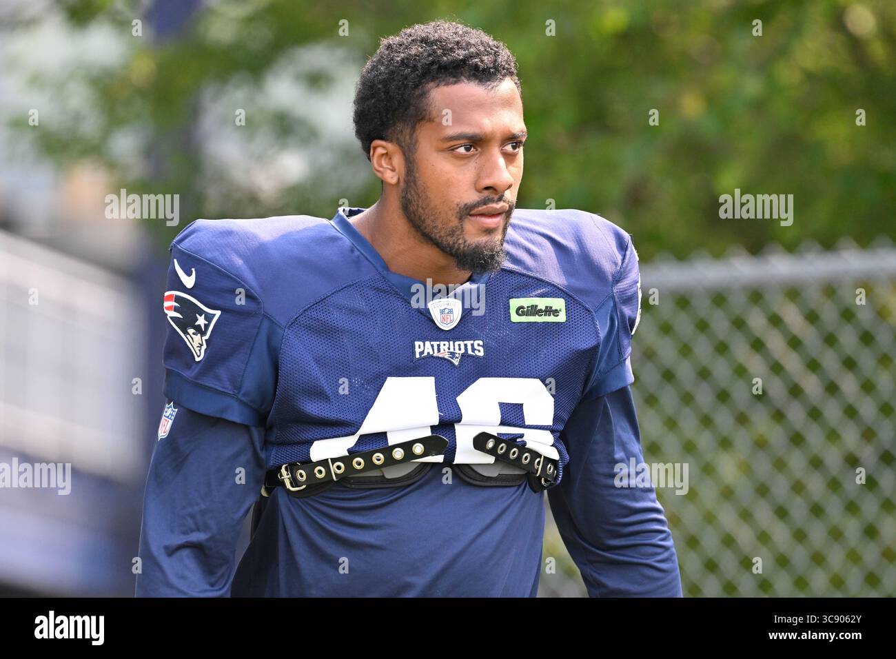 August 4, 2025; Foxborough, MA, USA; New England Patriots linebacker RJ ...