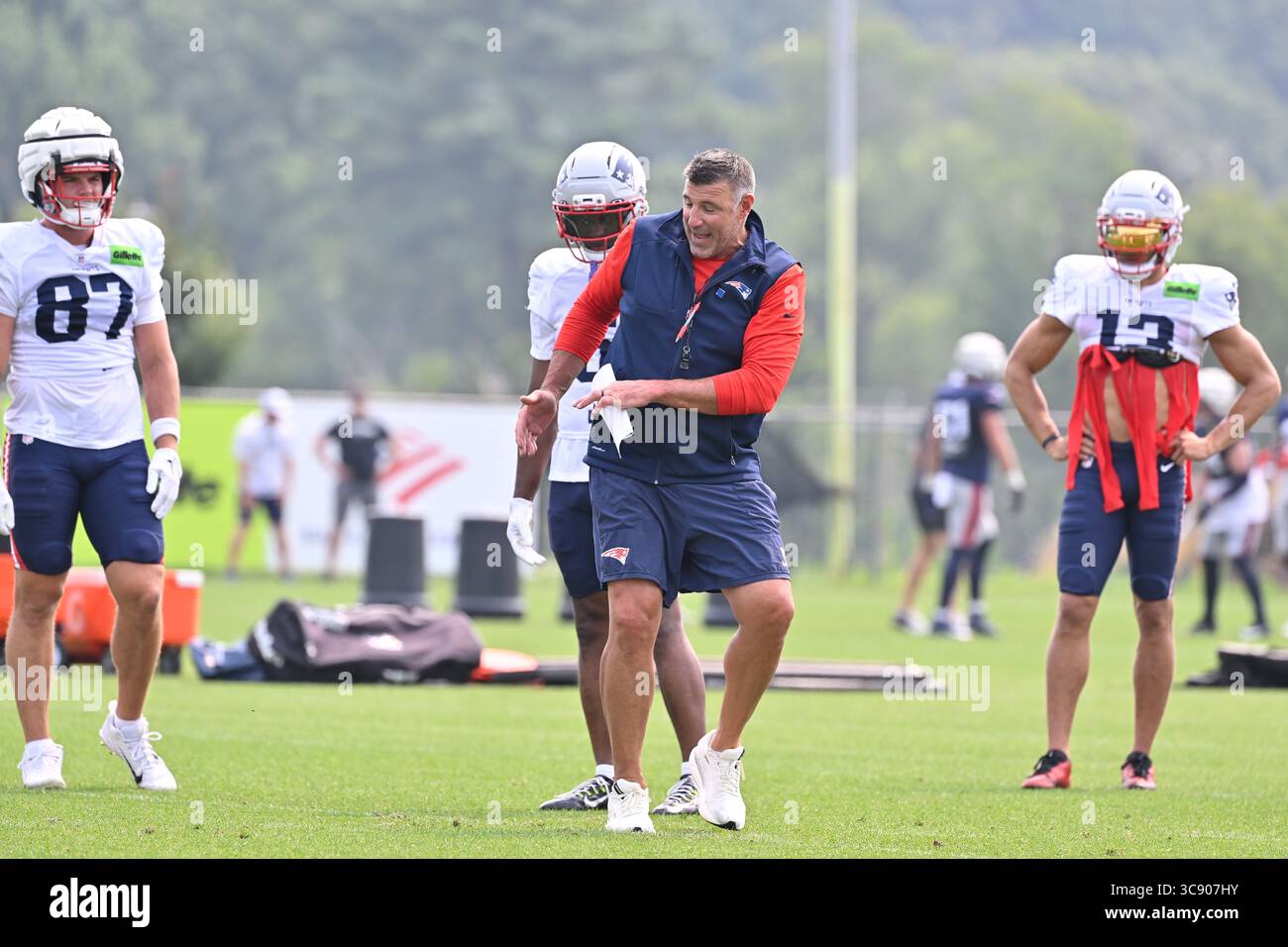 August 4, 2025; Foxborough, MA, USA; New England Patriots head coach ...