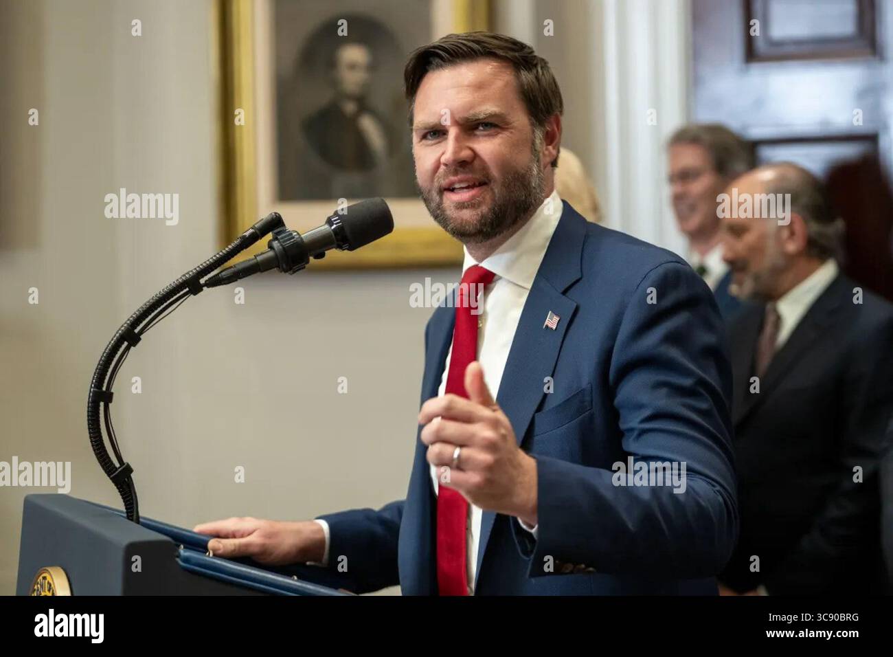 Vice President J.D. Vance speaks during a press event announcing the ...