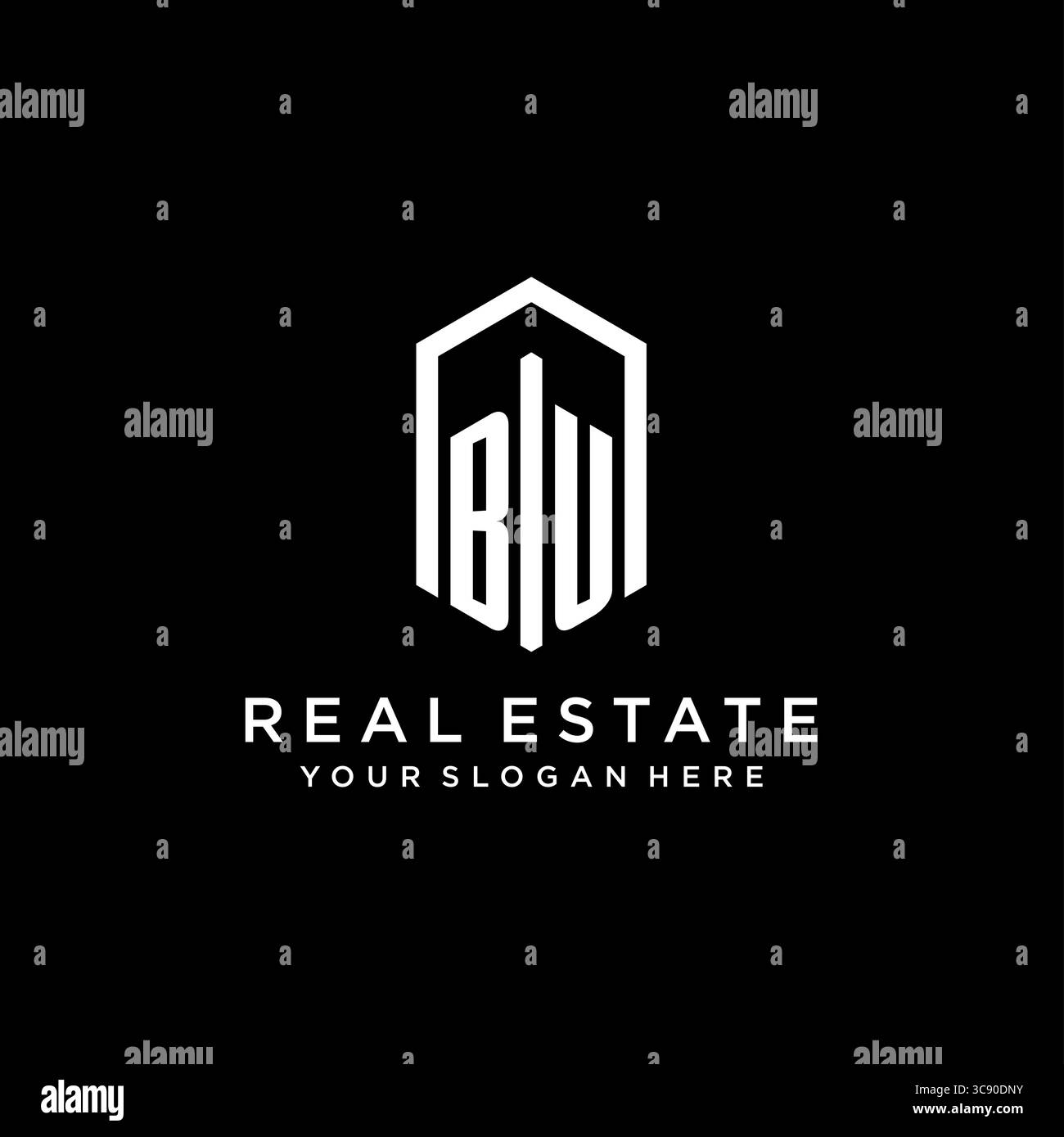 Letter BU logo for real estate with hexagon icon design vector graphic ...