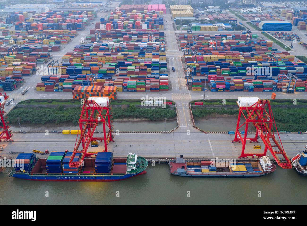 NANJING, CHINA - AUGUST 5, 2025 - A cargo ship is docked at the Longtan ...