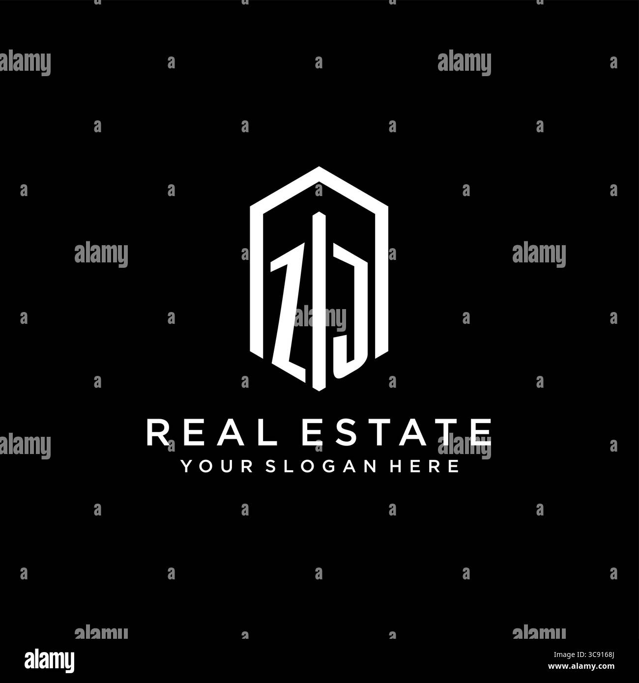 Letter ZJ logo for real estate with hexagon icon design vector graphic ...