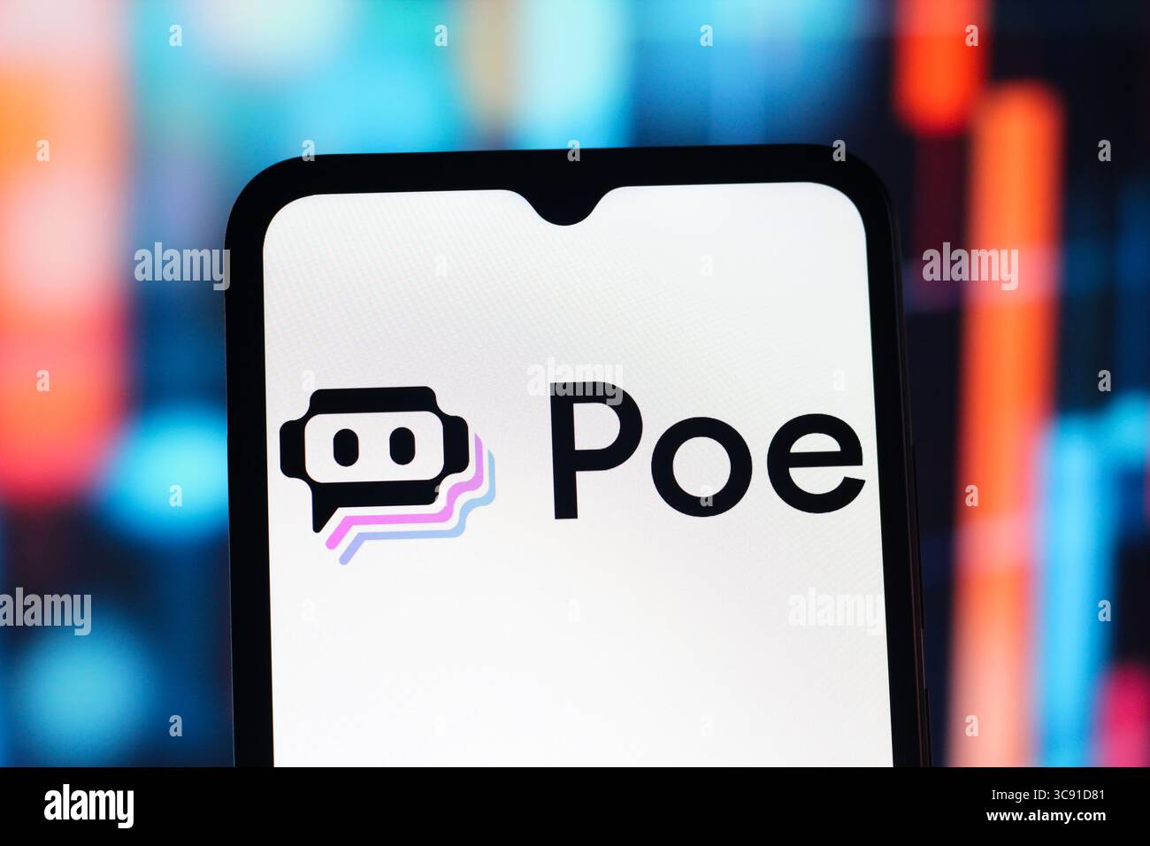 In this photo illustration, the Poe logo is seen displayed on a ...