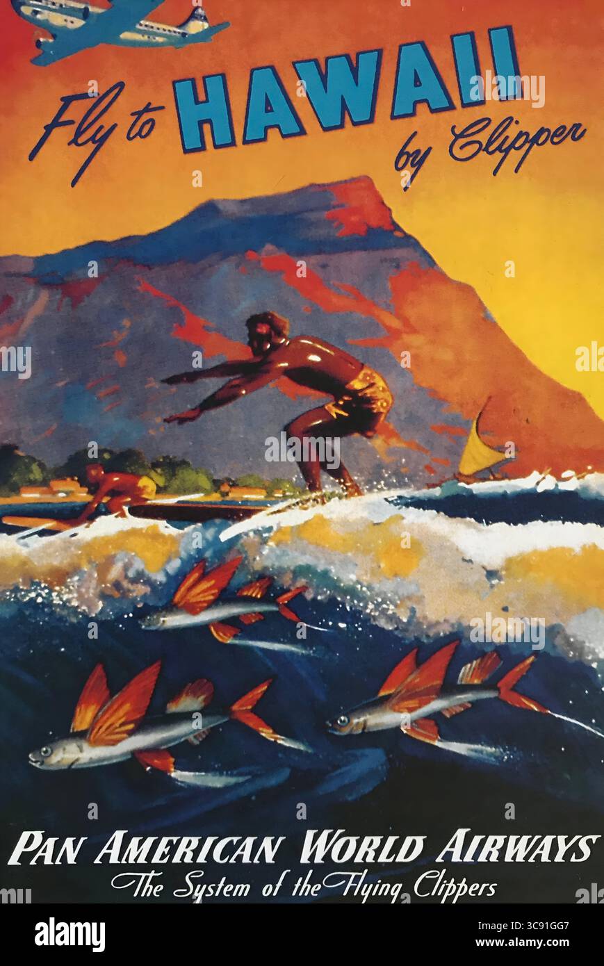 A gorgeous vintage travel poster for visiting Hawaii with Pan American ...