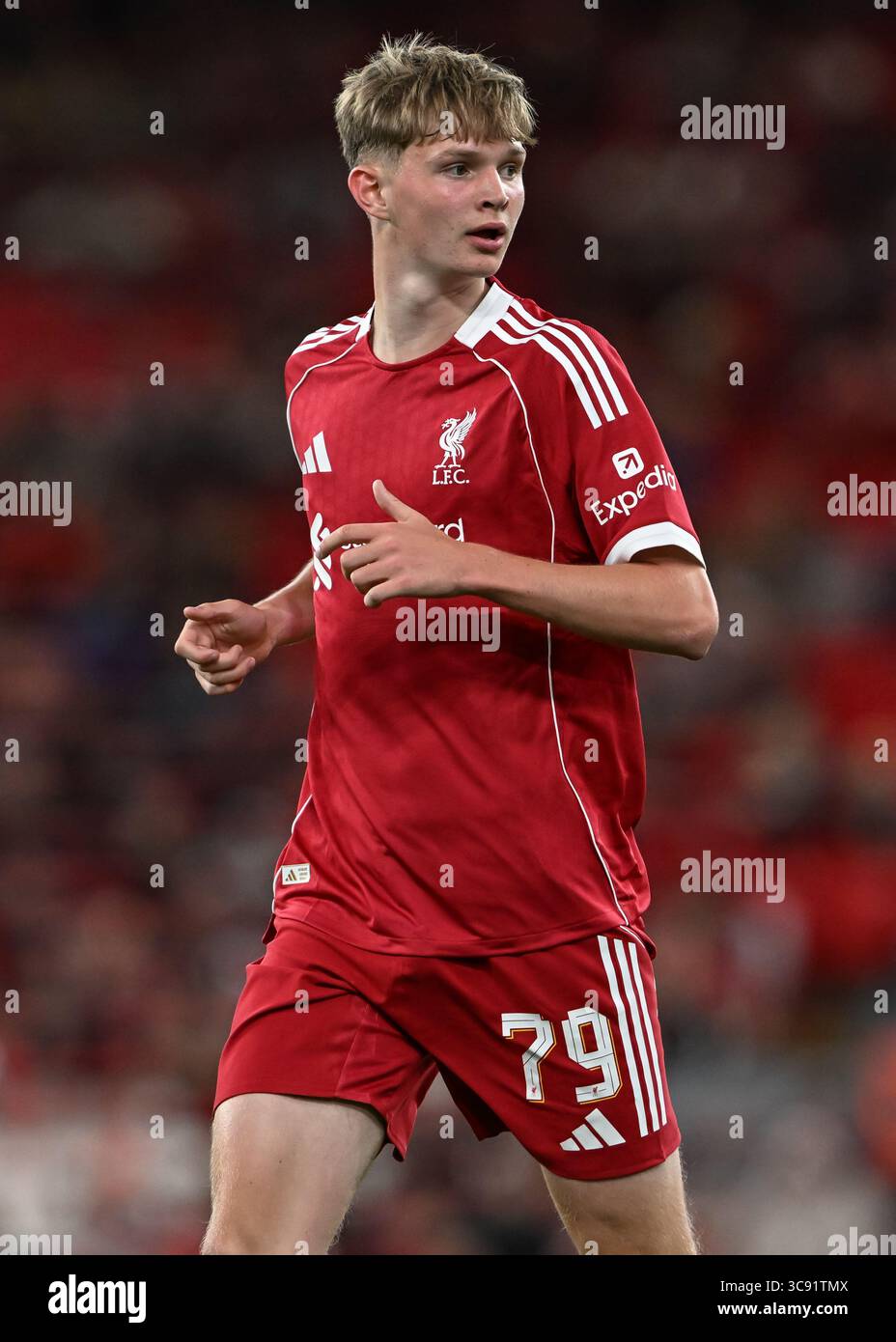 Liverpool, UK. 4th Aug, 2025. Will Wright of Liverpool during the ...