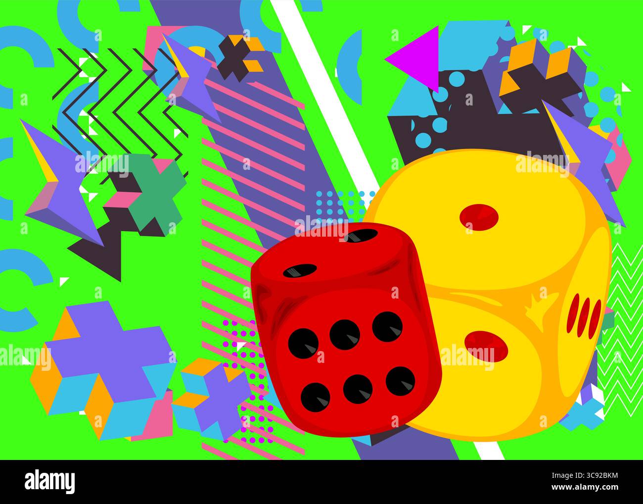 Dice geometrical graphic retro theme background. Minimal geometric ...