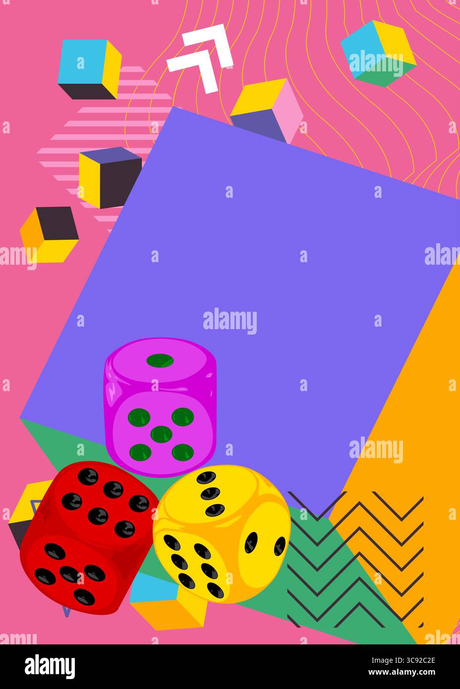 Dice geometrical graphic retro theme background. Minimal geometric ...