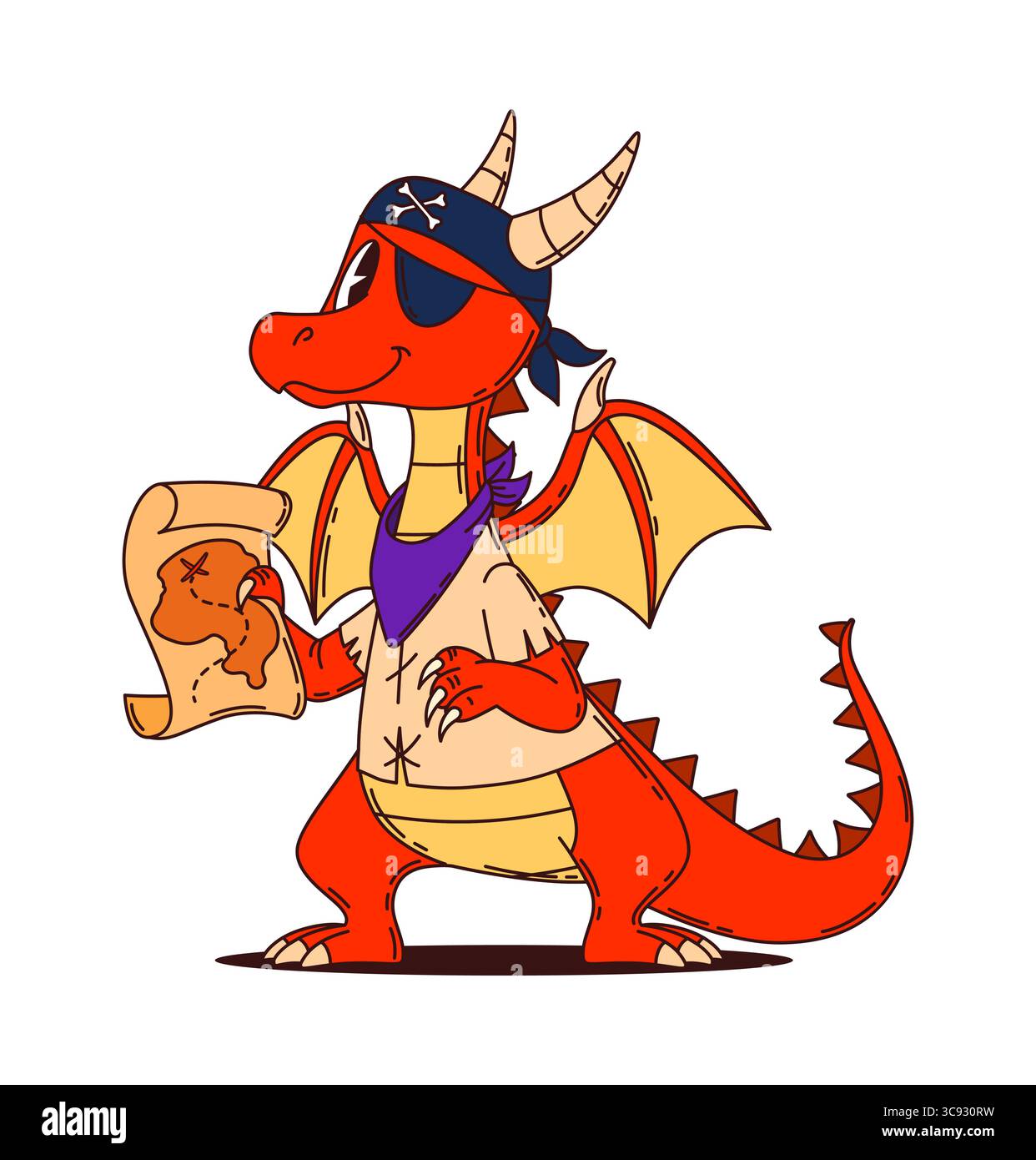 Cartoon dragon animal pirate and corsair ship crew character with ...