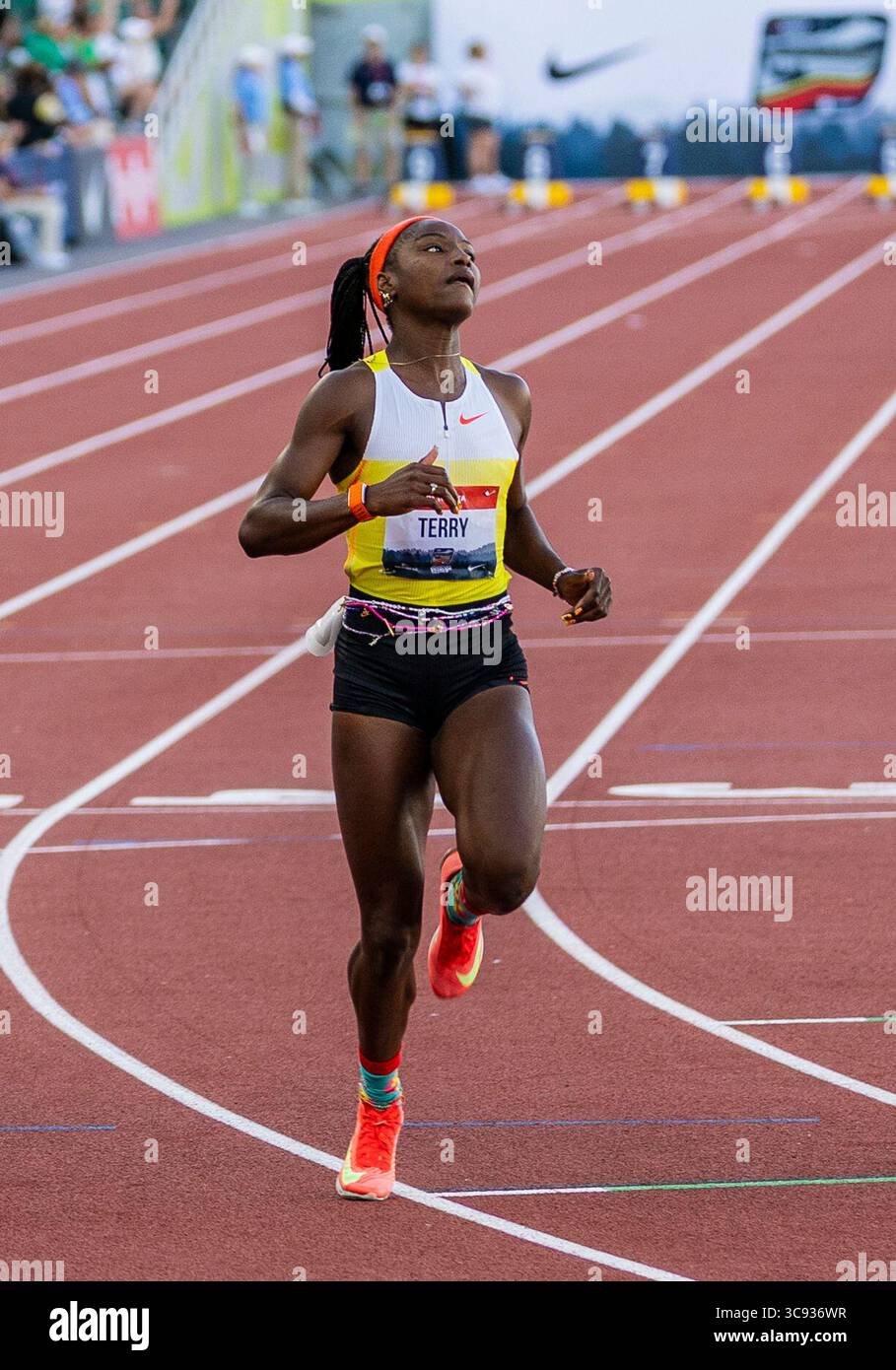 August 01 2025 Eugene, OR 100 meter athlete Twanisha Terry finish 4th ...