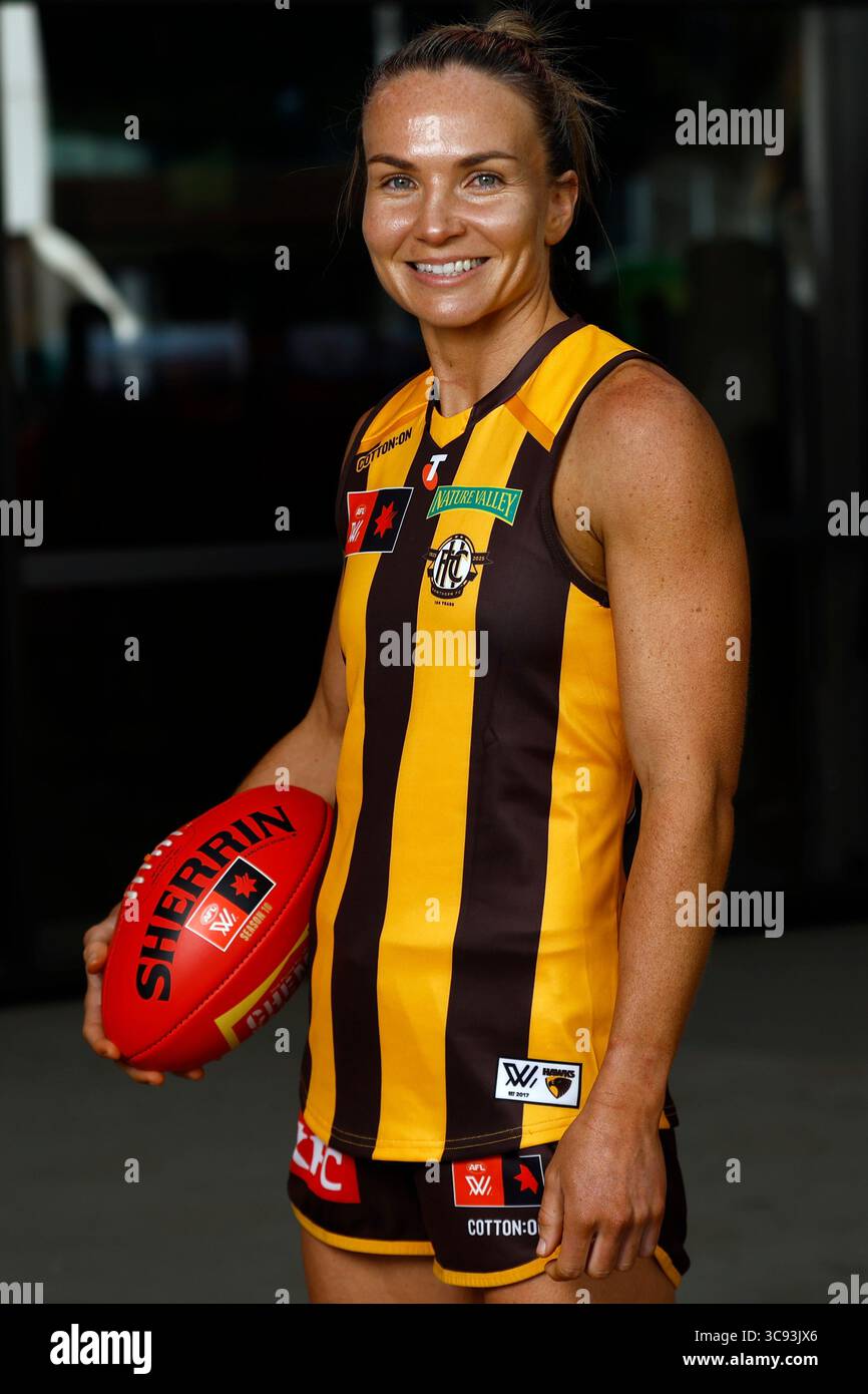 Emily Bates of the Hawks poses for a photo during the 2025 AFLW ...