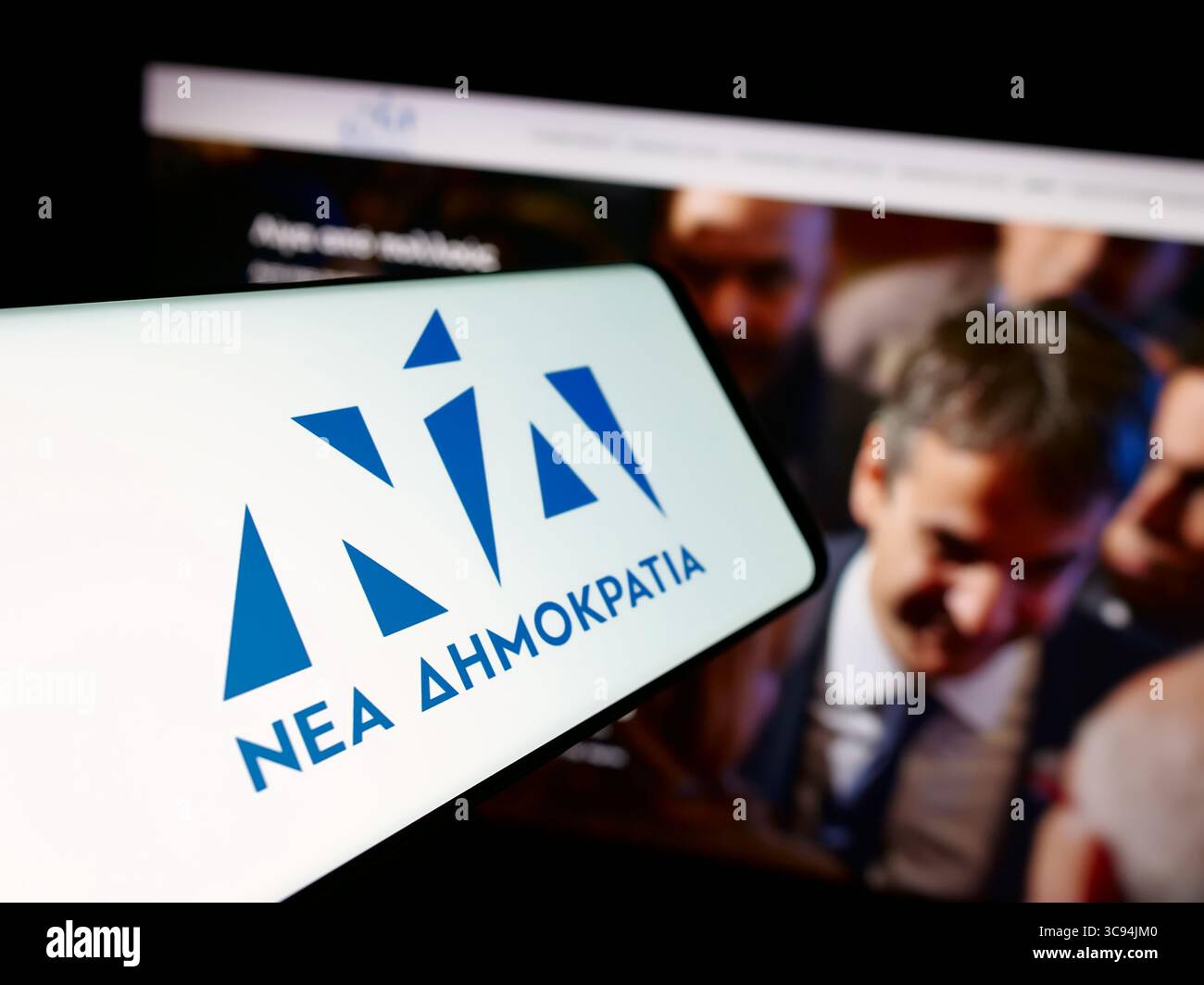 In this photo illustration, a smartphone with the logo of Greek ...