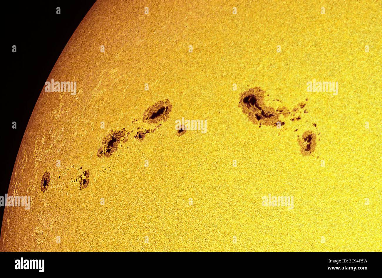 High-resolution view of the sun's active golden surface showing ...