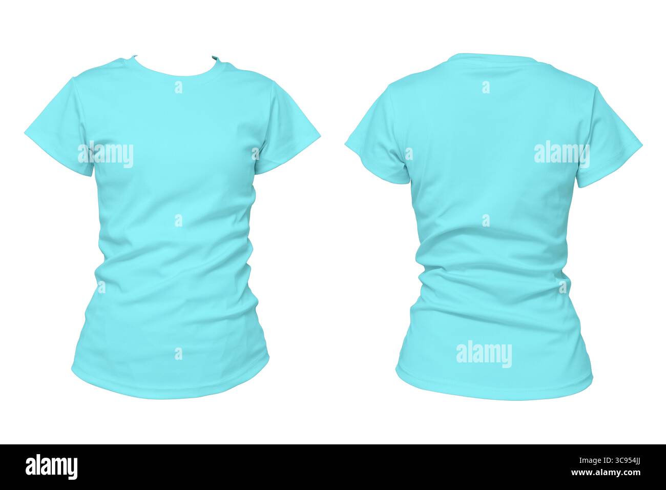 Light blue short sleeve t-shirt displayed from front and back views ...
