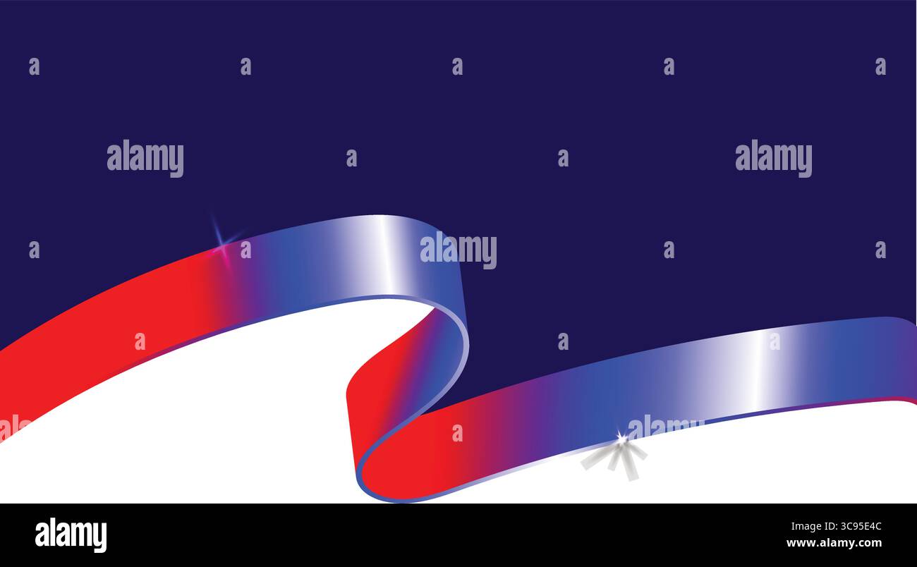 Red and Blue Gradient Ribbon on Dark Blue Background – Glossy Patriotic ...
