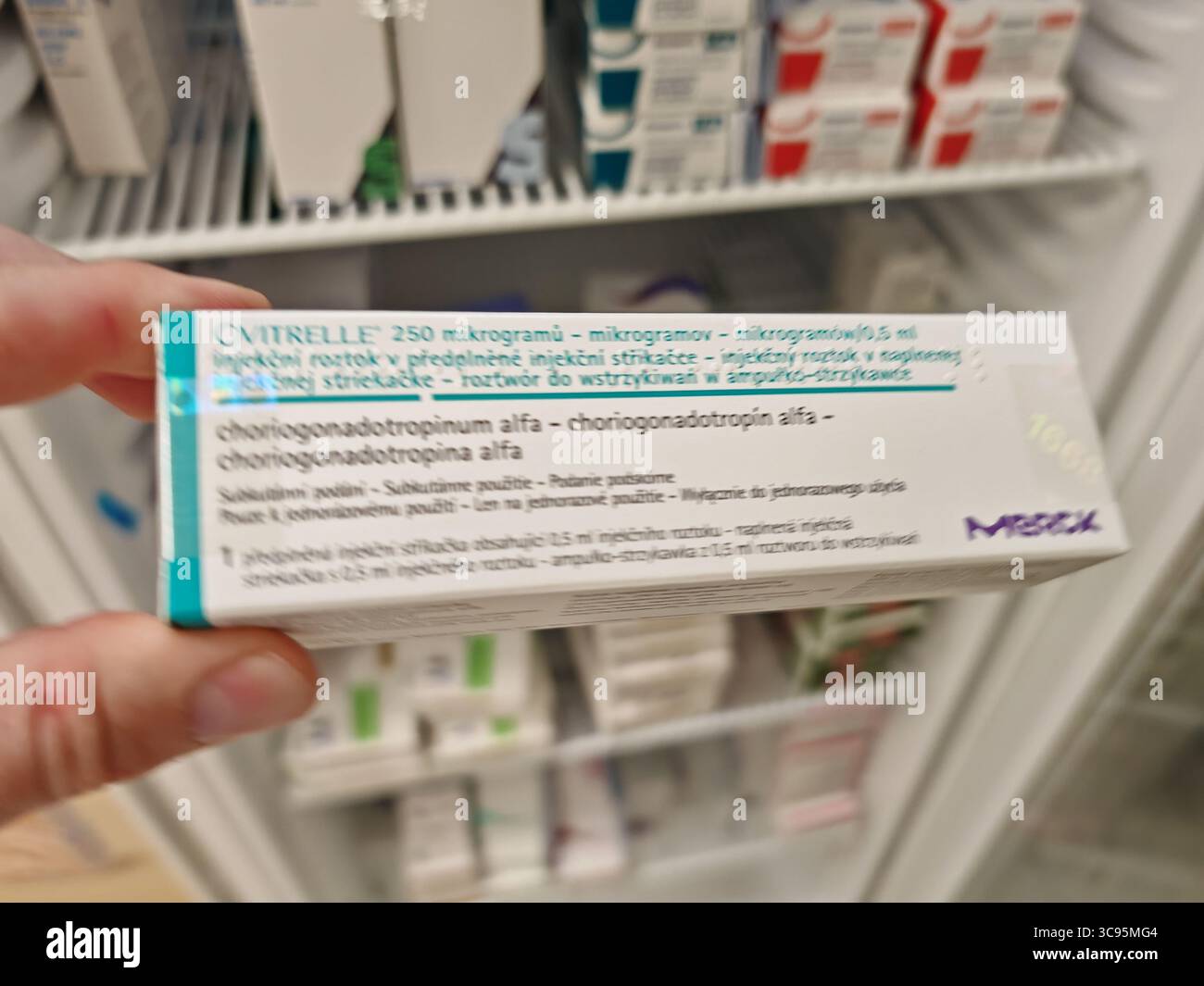 Prague,Czech Republic-May 6 2025: OVITRELLE injection pen by MERCK with ...