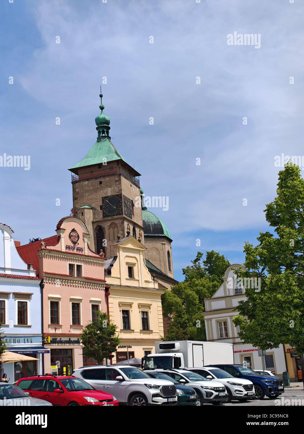 Historical city center of Havlickuv Brod with old town square and ...