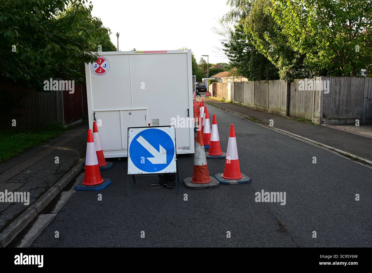 Catering van at Road Works on a road in the UK Stock Photo - Alamy