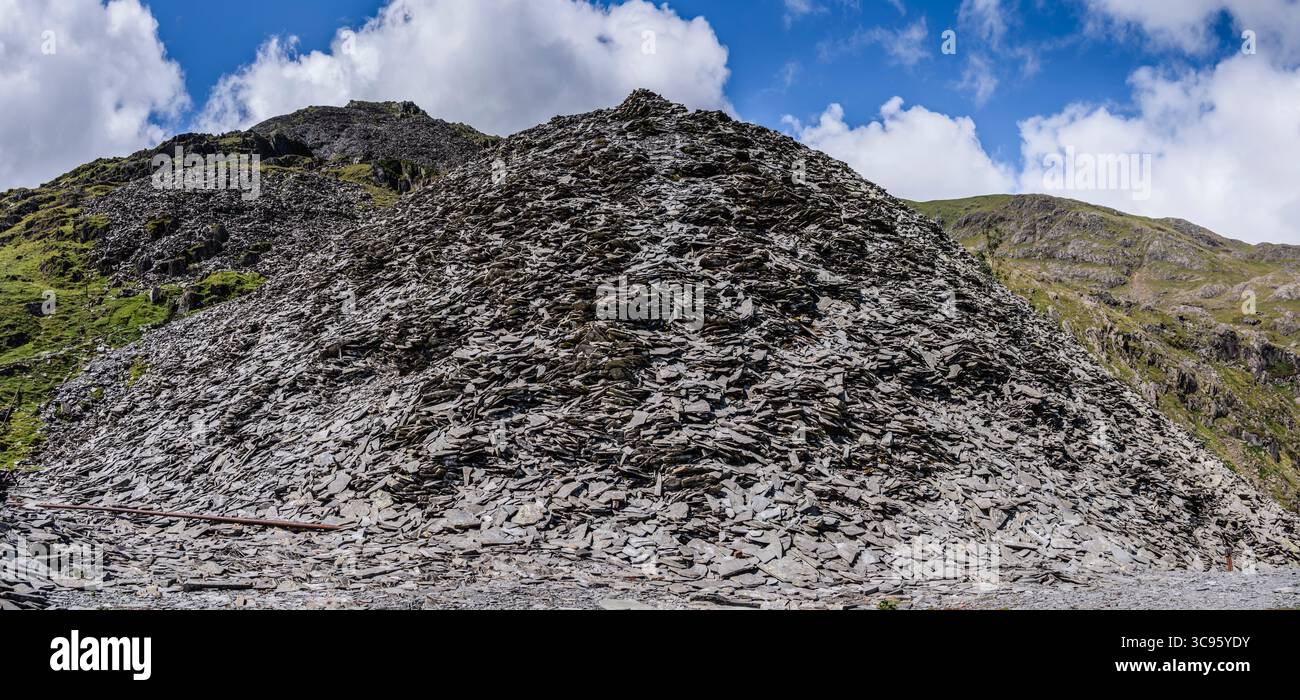 Slate spoil heap at the mine workings on the side of Coniston Old Man ...