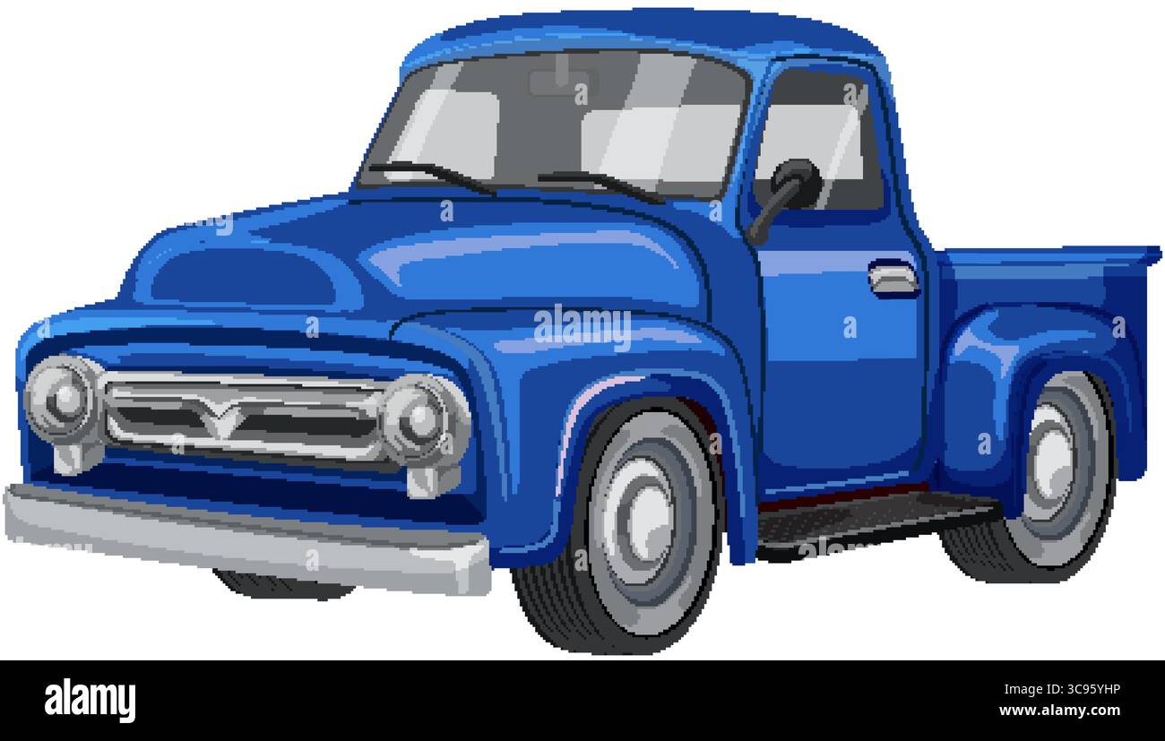 Classic blue pickup truck vector with smooth lines and vibrant colors ...