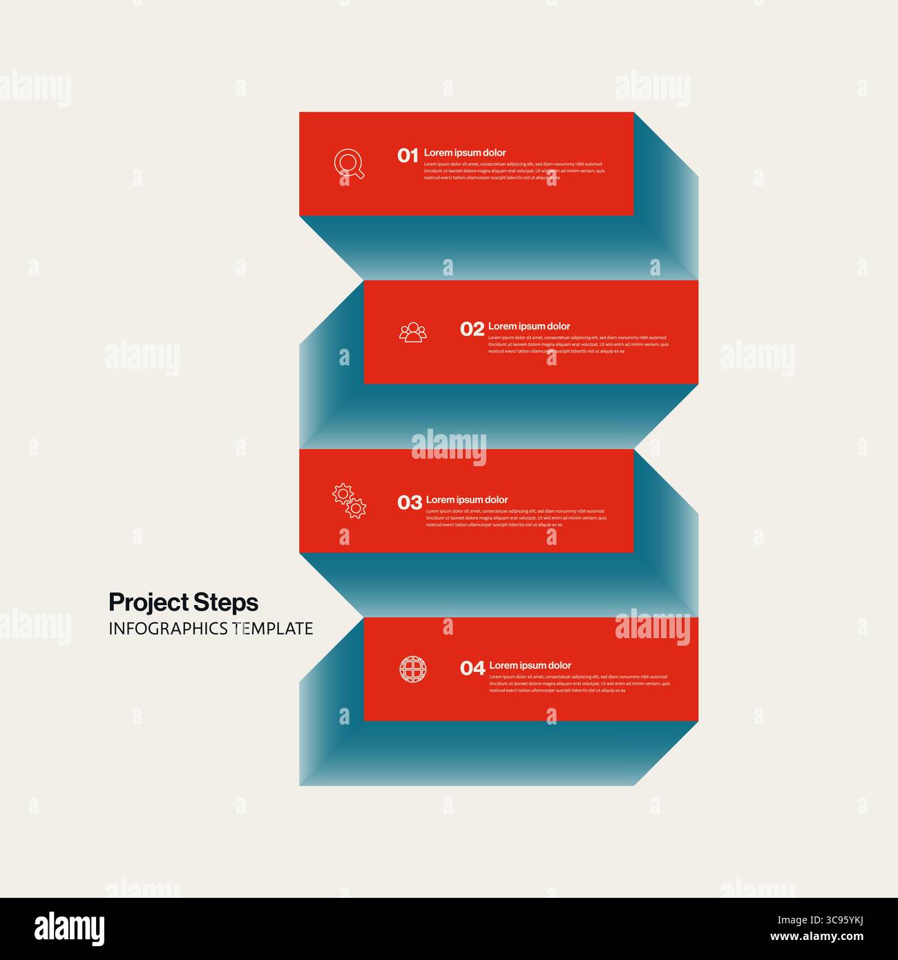 Project Steps Infographic Timeline Template with Red and Blue ...