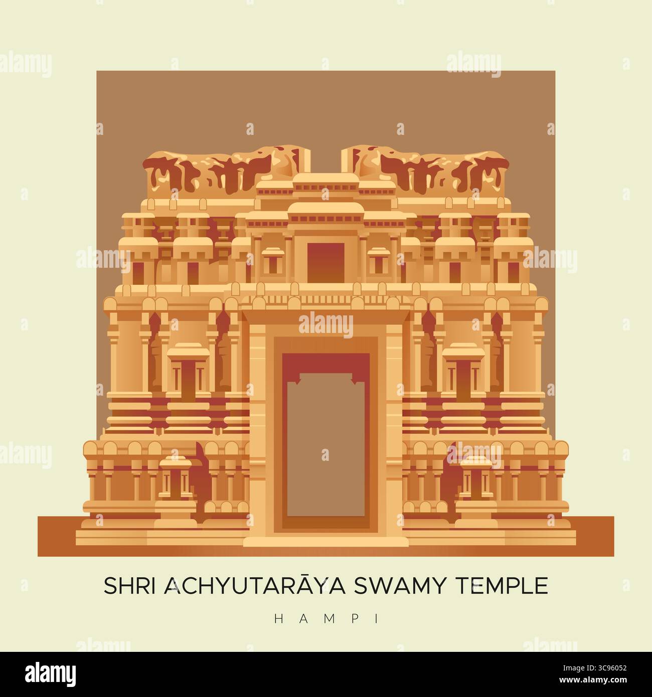 Entrance Gate of Achyuta Raya Temple Hampi - Stock Illustration as EPS ...