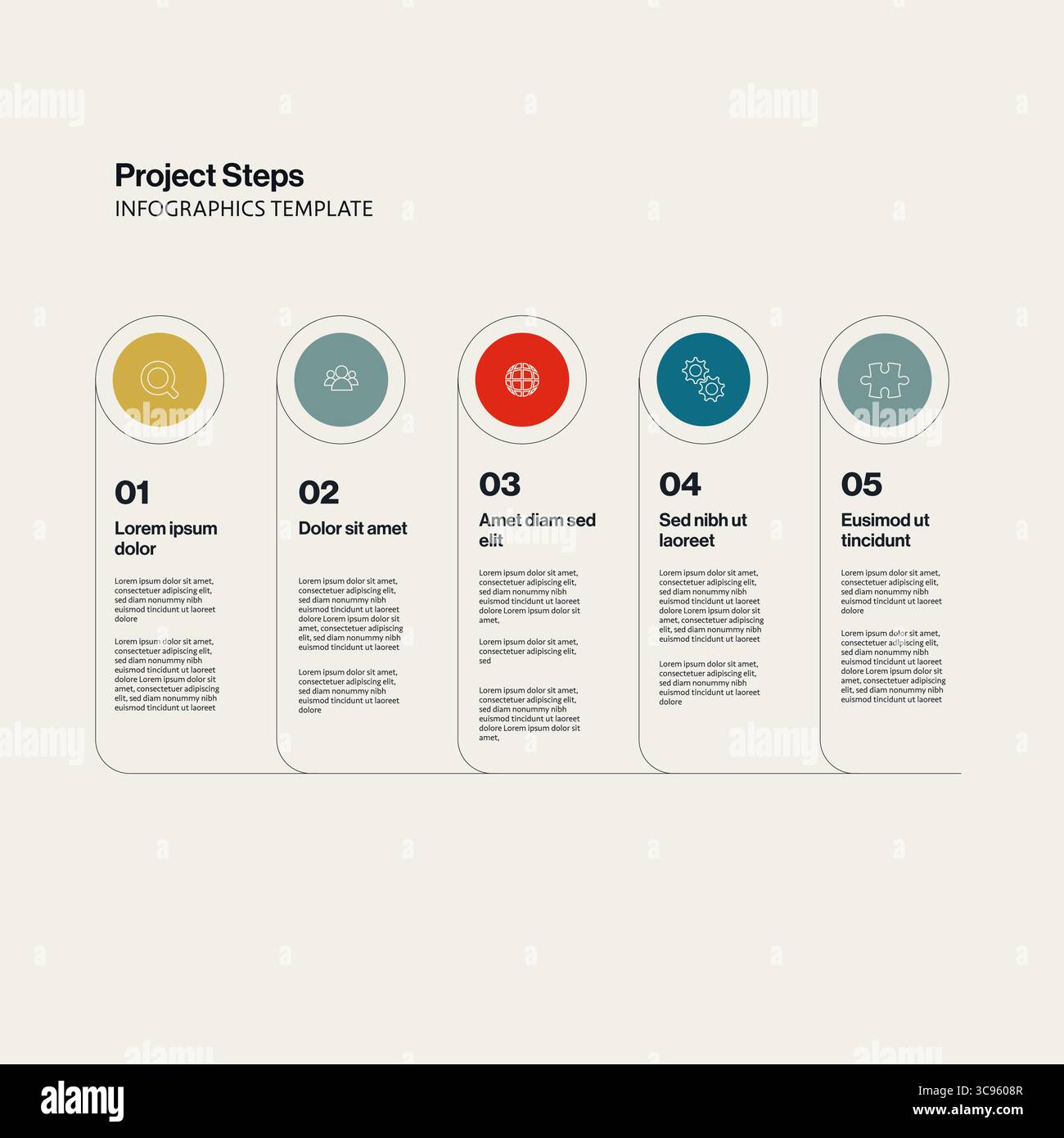 Timeline Infographic Template Horizontal 5 Menu Options with Icons ...