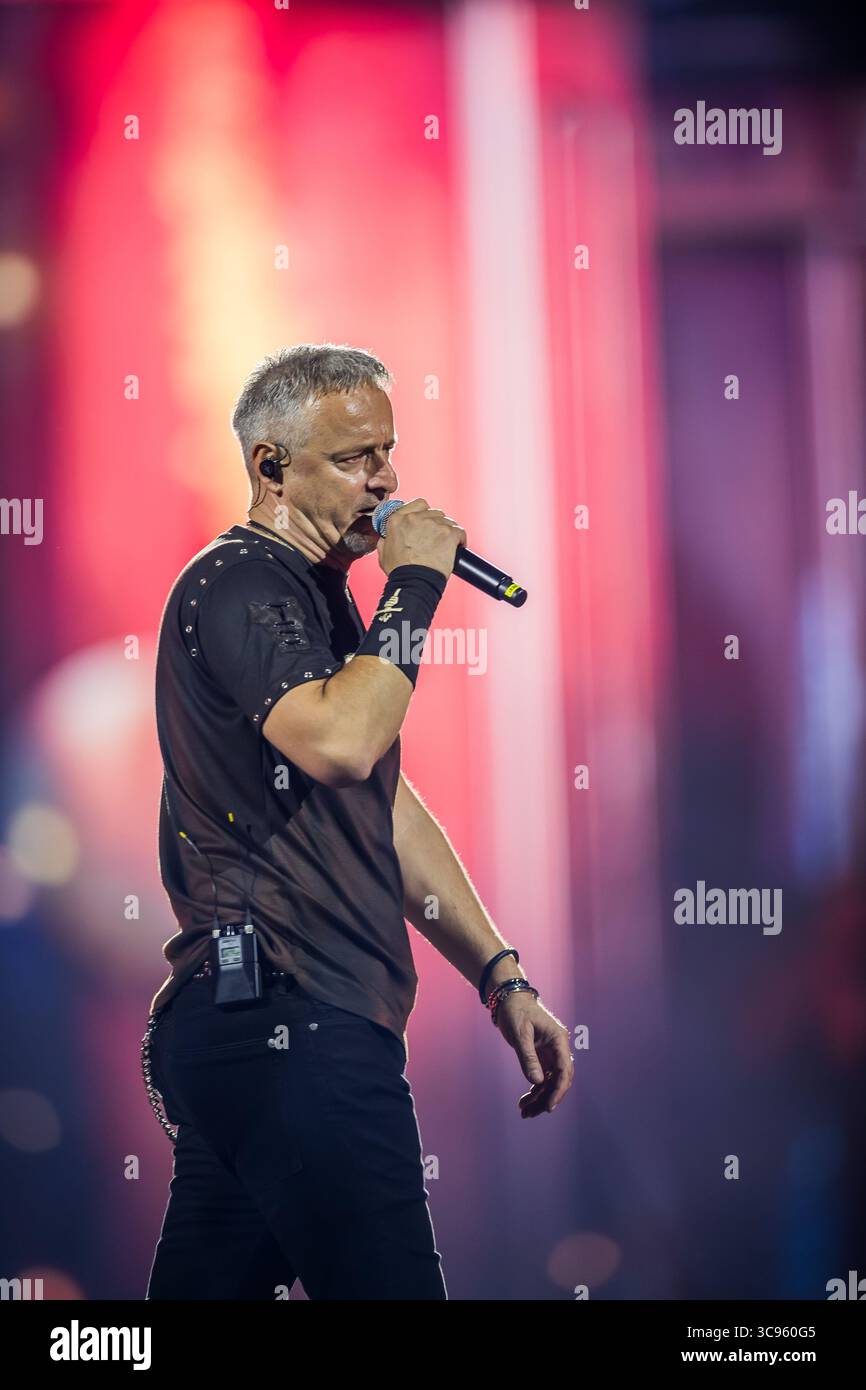 Sinj, Croatia. 10th May, 2025. Marko Perkovic Thompson performs during ...