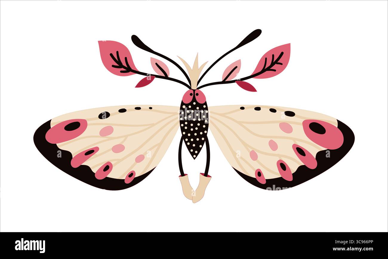 Butterfly vector cute cartoon illustration of a funny character. A ...