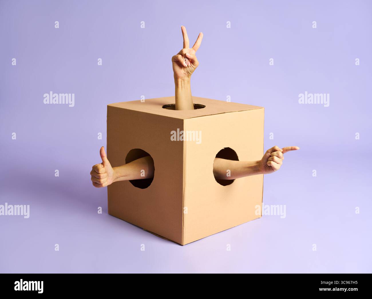 Multiple hands making peace, thumbs up, and pointing gestures from ...