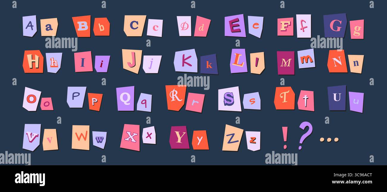 Playful clipping letters - y2k style alphabet with paper cutout ...