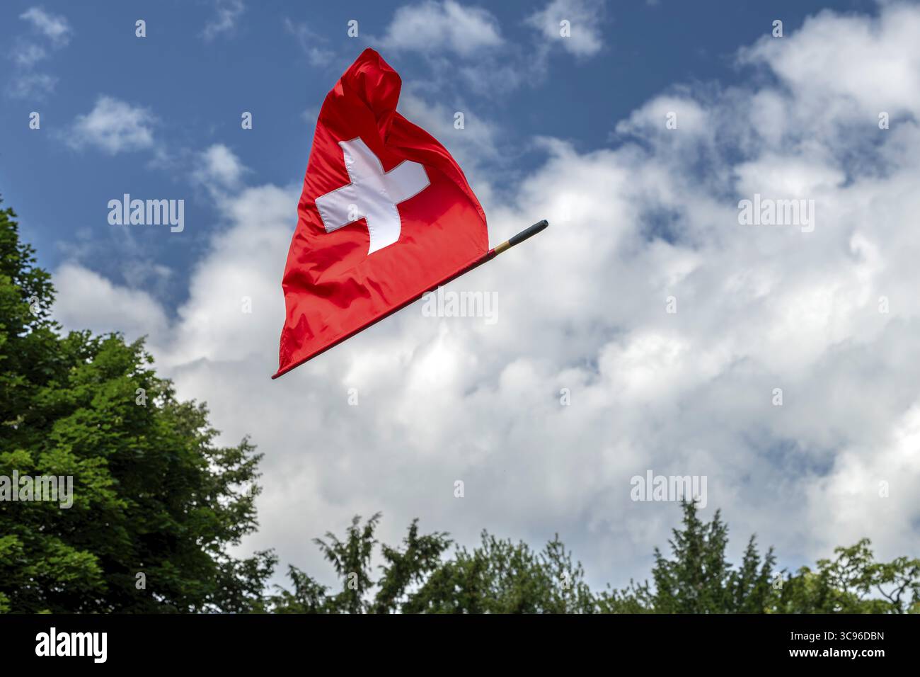 Swiss flag, Interlaken, Canton of Bern, Switzerland Stock Photo - Alamy
