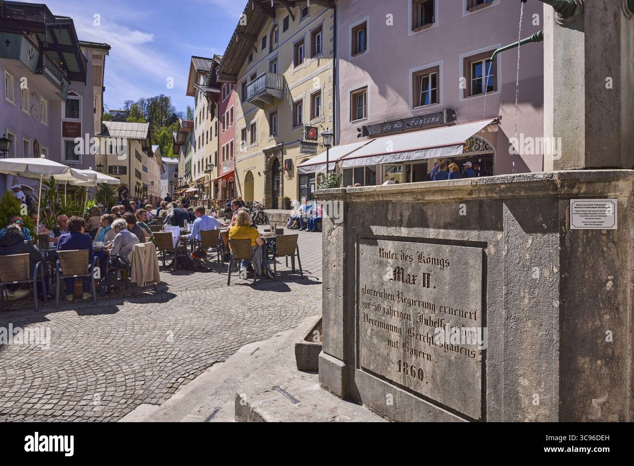 Market fountain, stone fountain, pedestrian zone, stairs, general ...