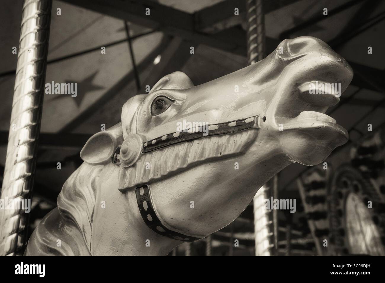 Carnival carousel horse in sepia tone Stock Photo - Alamy