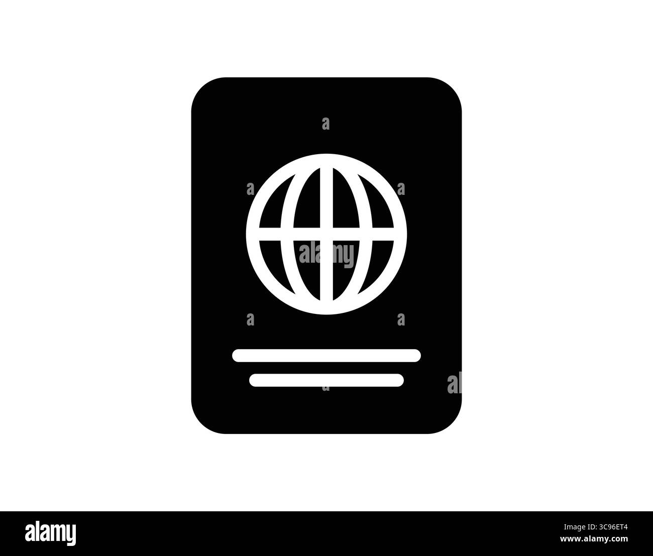 This simple icon features a passport with a globe symbol, representing ...