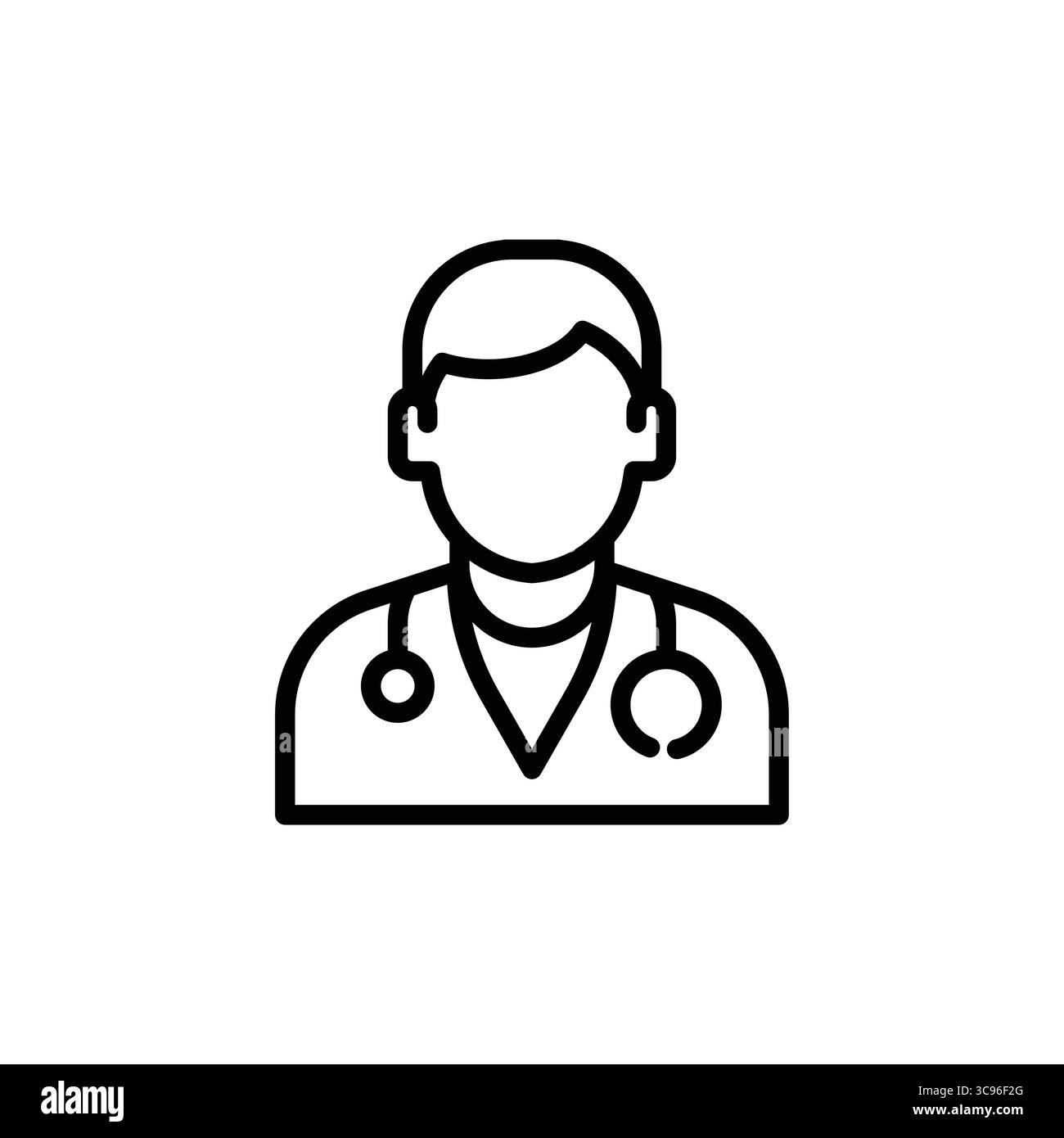 A minimalist line art illustration featuring a doctor wearing a ...