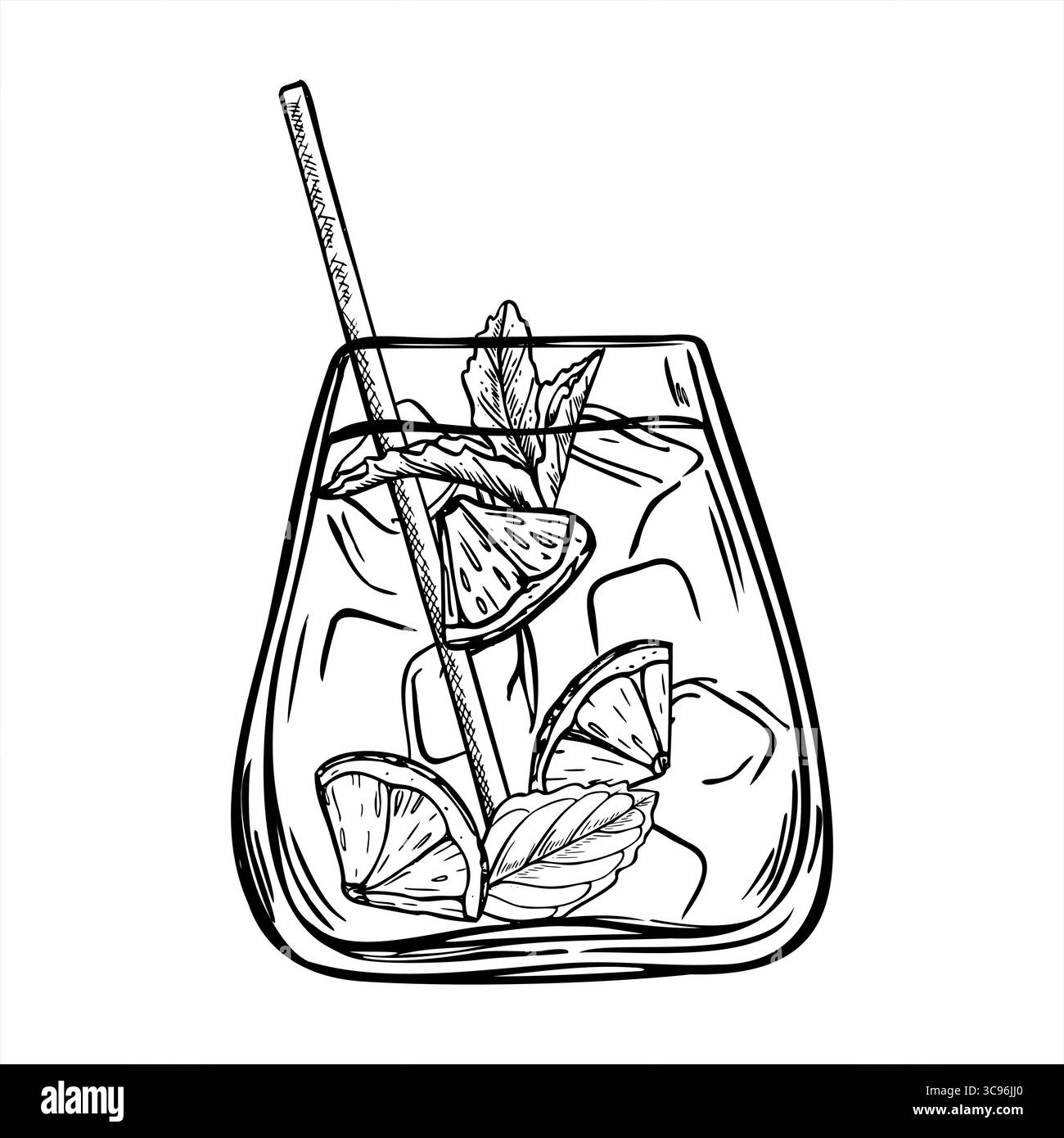 Glass water lemon mint Stock Vector Images - Alamy