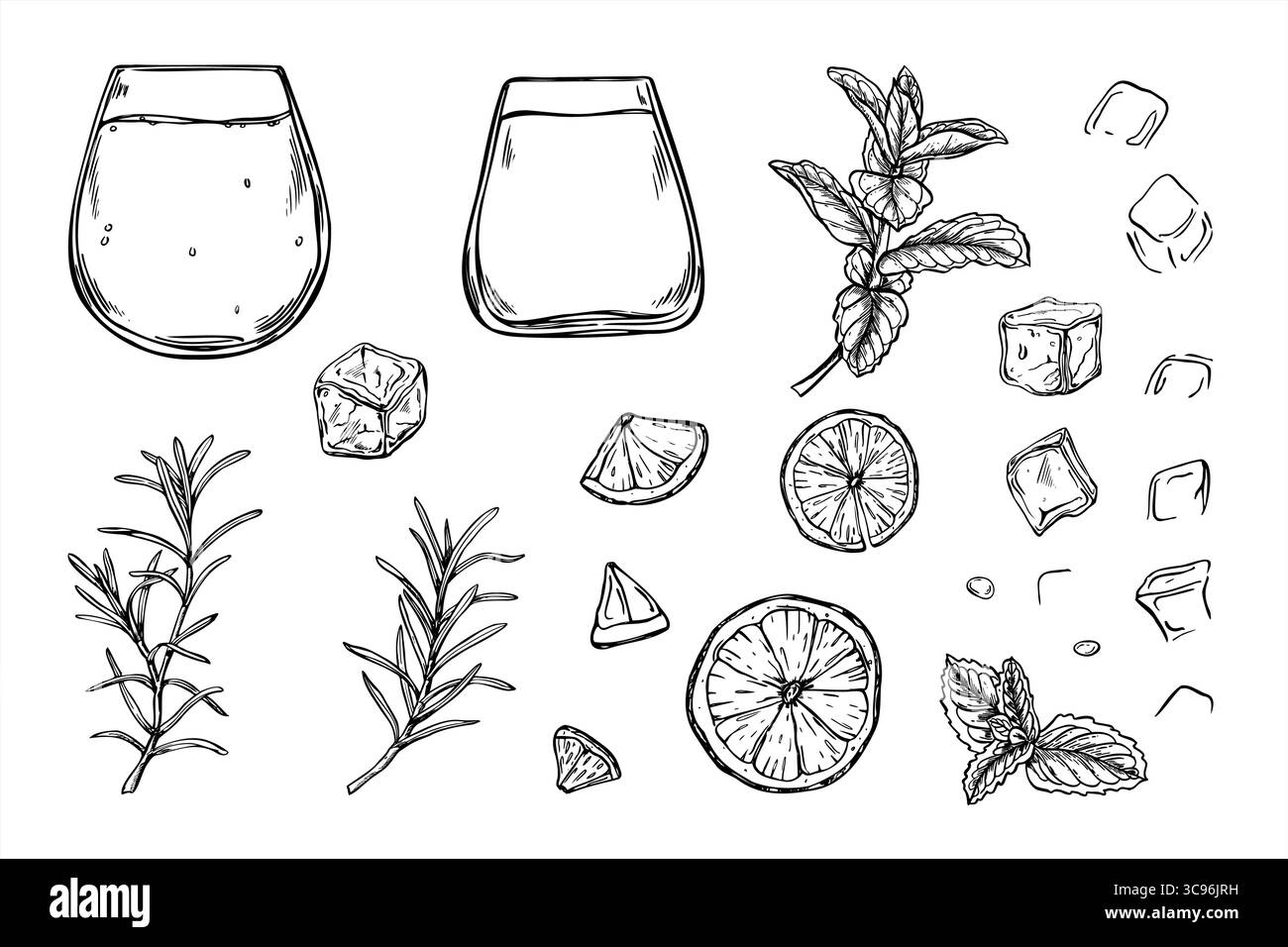 Glasses lemon ice water Black and White Stock Photos & Images - Alamy