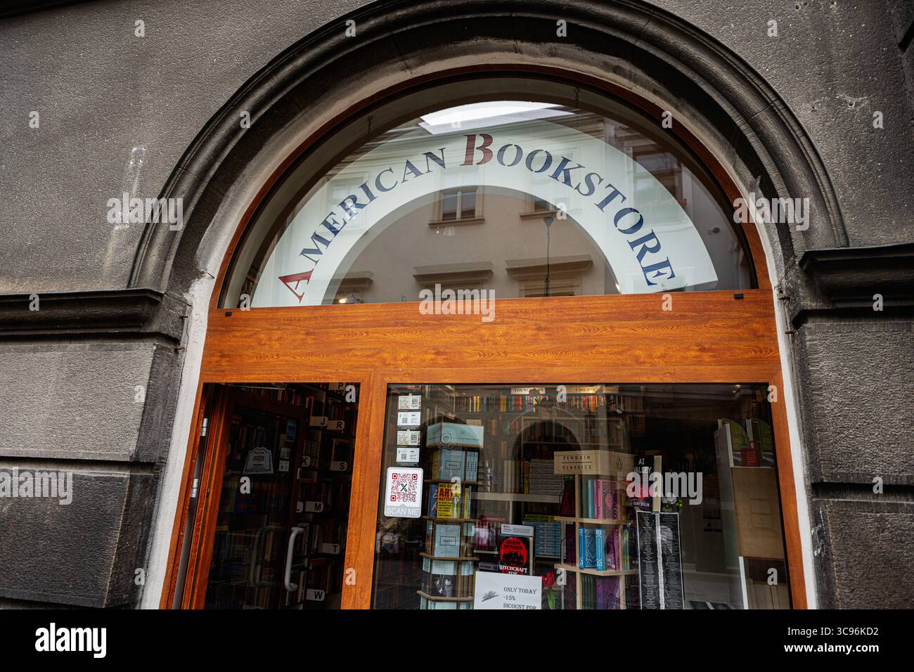 Krakow, Poland - July 08, 2025: Front view of an American bookstore in ...