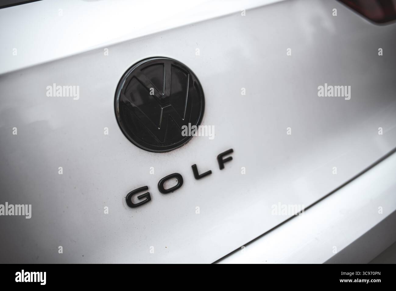 Rome, italy 5 august 2025: close-up of volkswagen golf logo ...