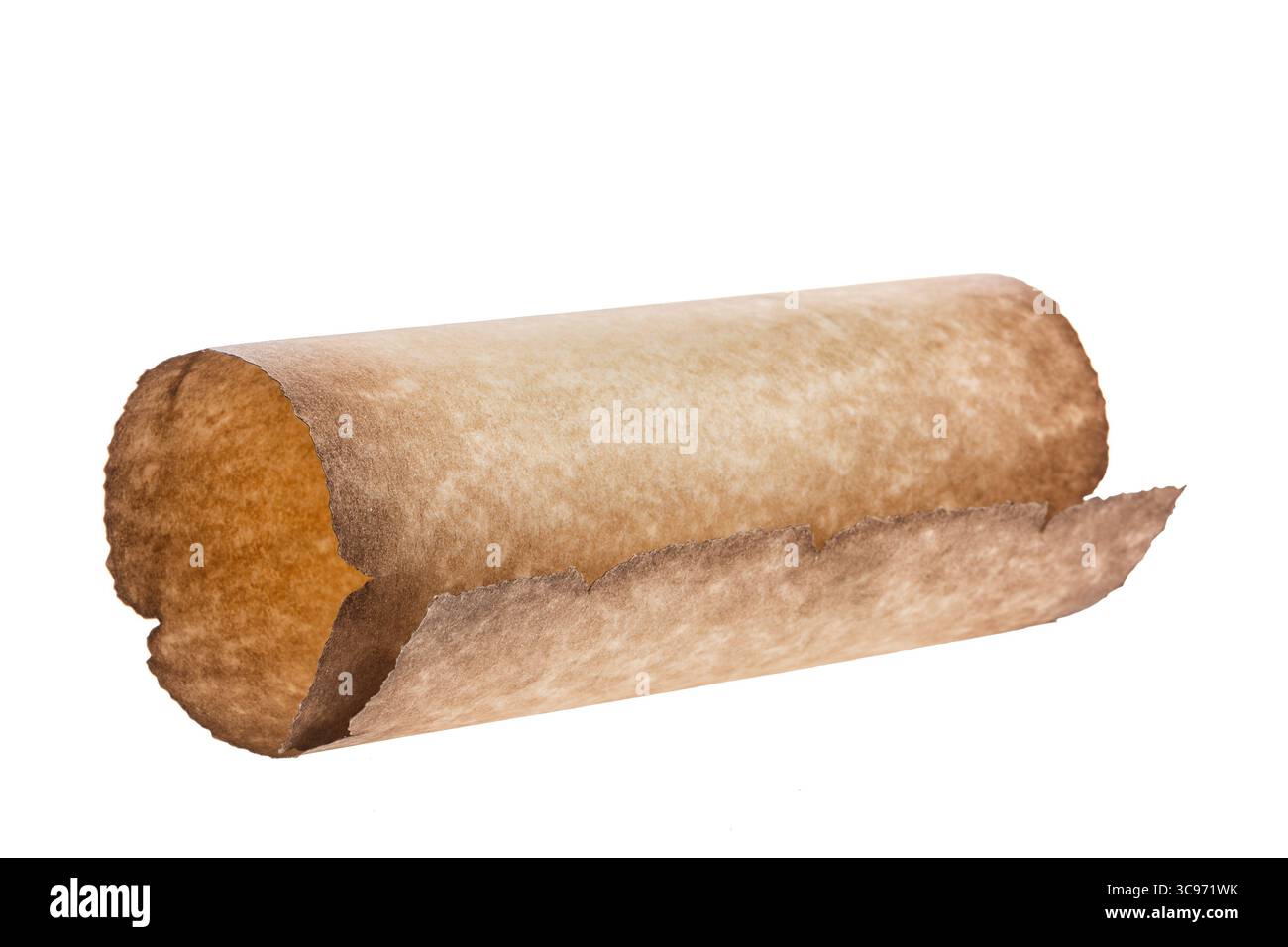 Old vintage burnt scroll close up isolated on white background Stock ...