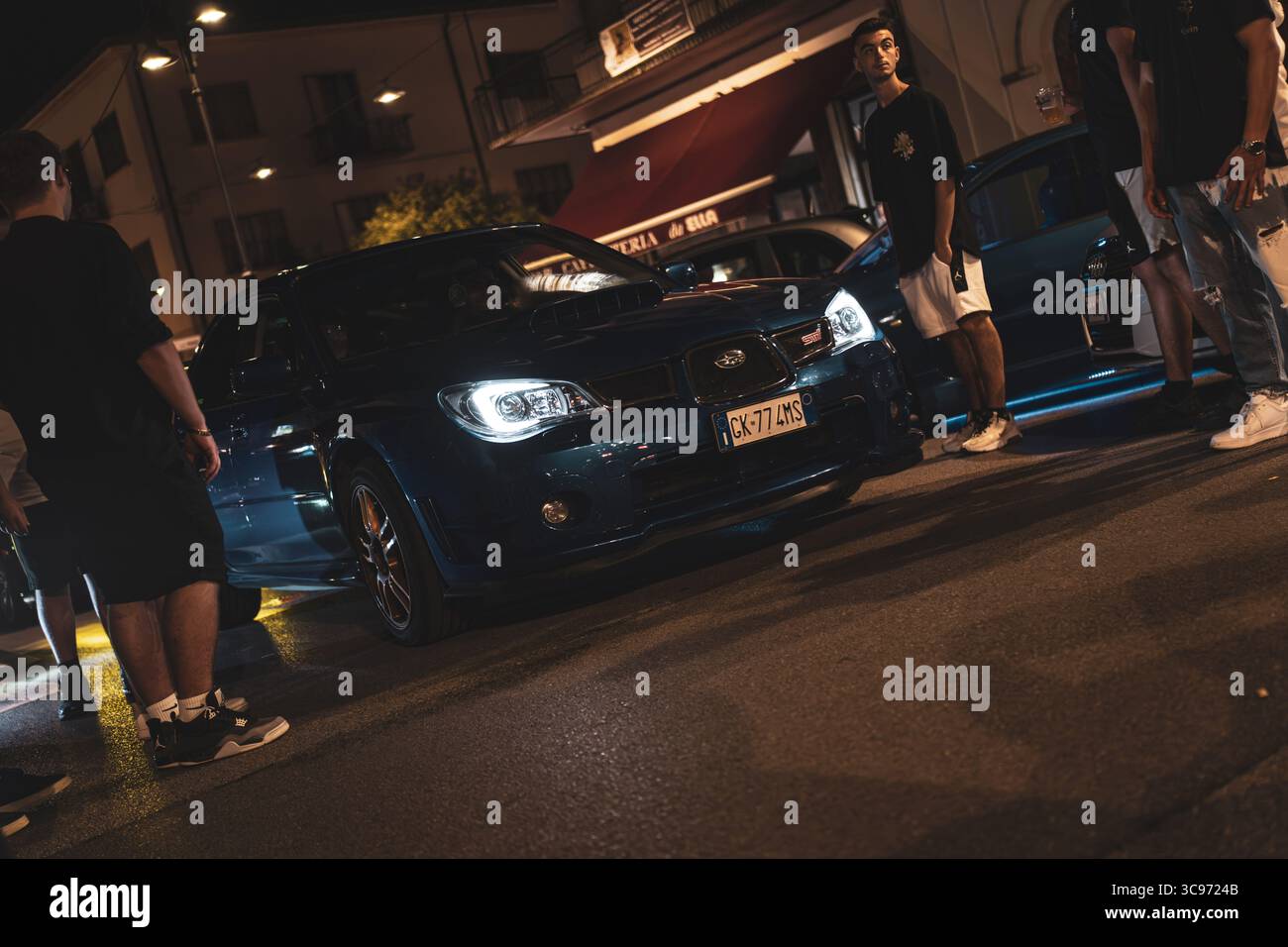 Rome, italy 5 august 2025: blue tuned subaru impreza wrx sti parked at ...