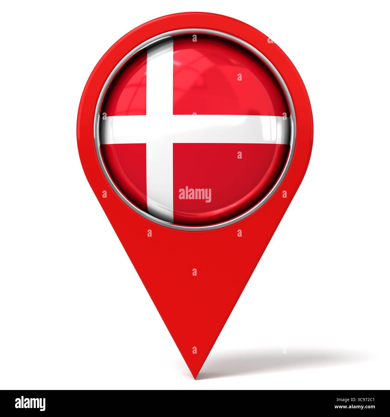 Denmark - location pin with flag - 3D illustration Stock Photo - Alamy