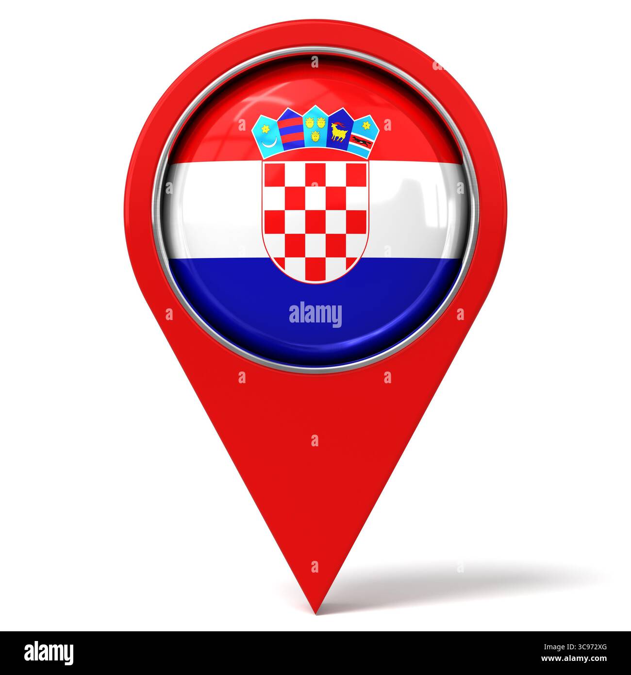 Croatia - location pin with flag - 3D illustration Stock Photo - Alamy