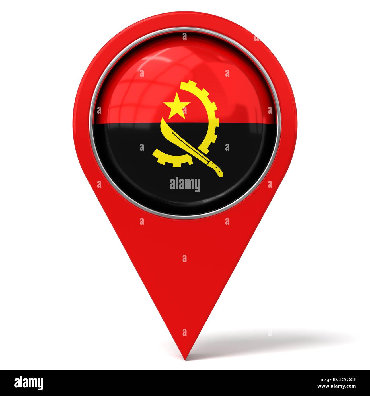 Angola - location pin with flag - 3D illustration Stock Photo - Alamy
