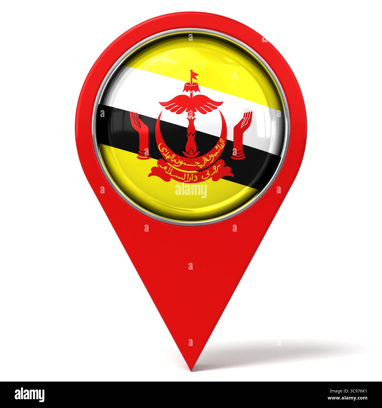 Brunei - location pin with flag - 3D illustration Stock Photo - Alamy