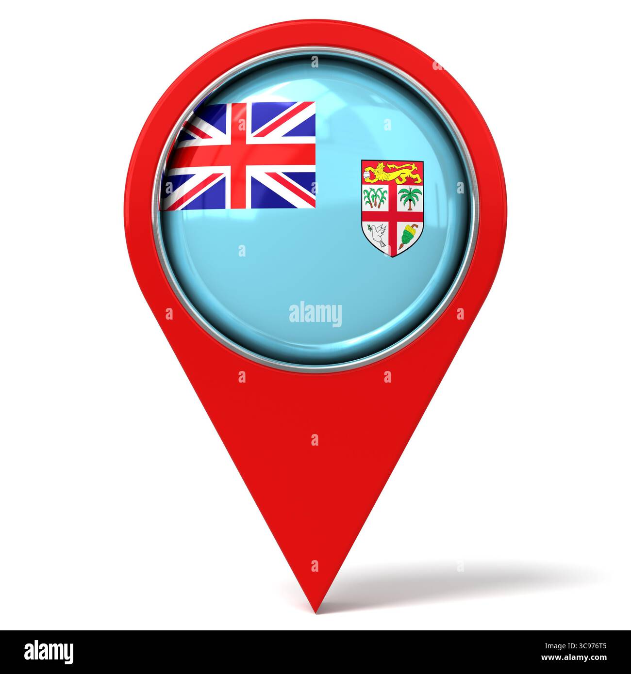 Fiji - location pin with flag - 3D illustration Stock Photo - Alamy