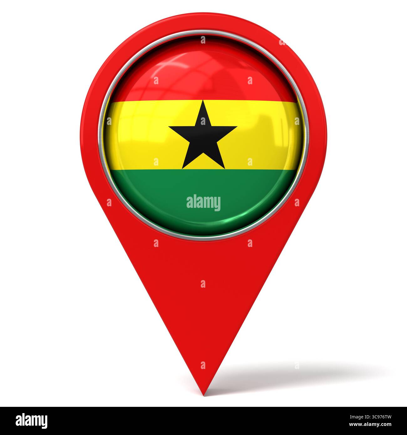 Ghana - location pin with flag - 3D illustration Stock Photo - Alamy