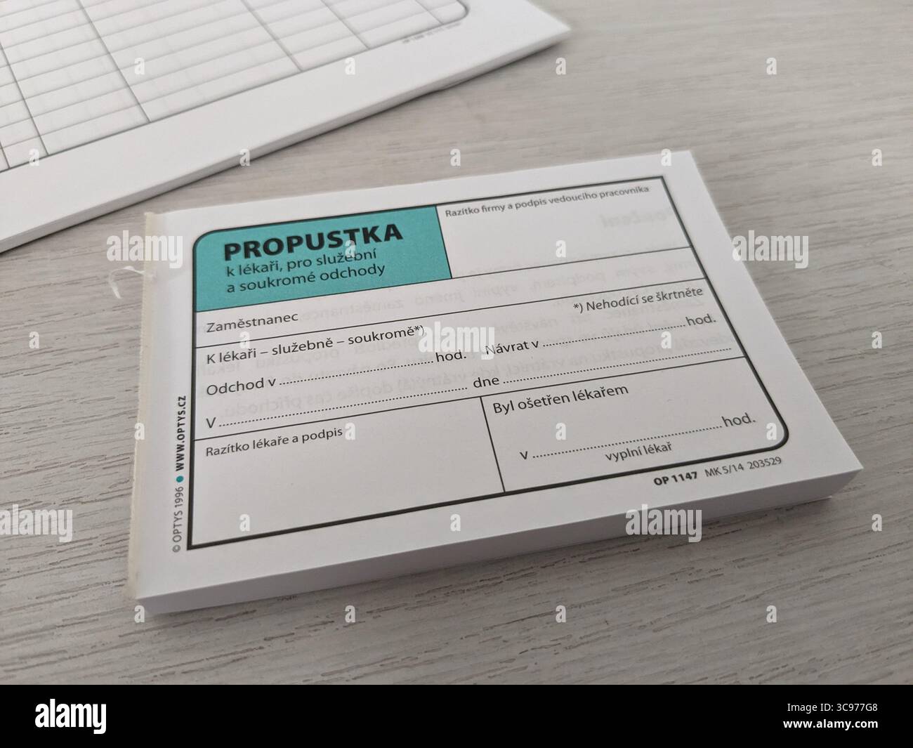 Paper employer authorization form for medical appointment release Stock ...