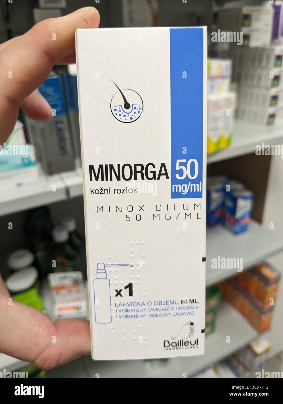 Prague,Czech Republic-May 6 2025: Minorga minoxidil topical solution ...